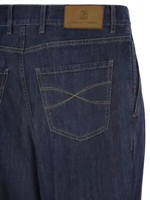 Brunello Cucinelli Iconic Fit Five-pocket Trousers In Lightweight Denim With Double Pleats - Multicolor