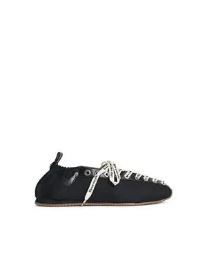 GANNI Sporty Fabric Blend Ballet Flats With Slogan Laces - Black