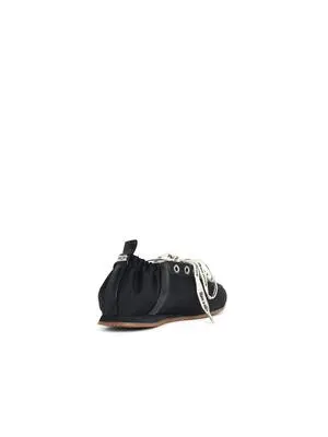 GANNI Sporty Fabric Blend Ballet Flats With Slogan Laces