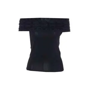 MARINE SERRE Moonogram Off-shoulder Top - Black