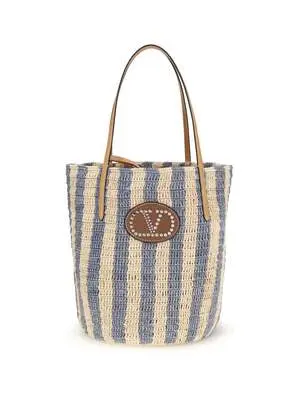Valentino Garavani Striped Raffia Bucket Bag - Multicolor