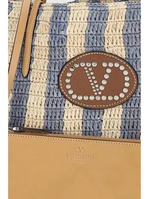 Valentino Garavani Striped Raffia Bucket Bag - Multicolor
