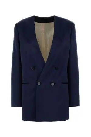 Alberta Ferretti Navy Satin Blazer