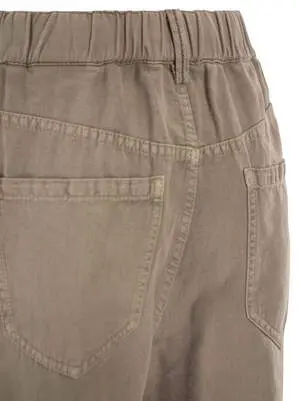 Brunello Cucinelli Garment-dyed Cotton And Linen Wide-leg Trousers With Monile Embellishment