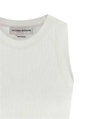 Victoria Beckham Ribbed Crew Neck Tank Top - White