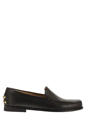 TOD'S Embossed Monogram Calfskin Leather Loafers - Black