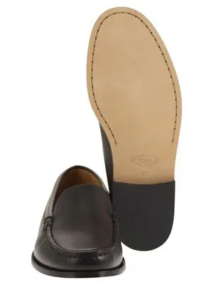 TOD'S Embossed Monogram Calfskin Leather Loafers