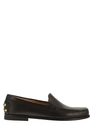 TOD'S TOD'S Embossed Monogram Calfskin Leather Loafers Black