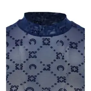 MARINE SERRE Moonogram Mesh Flock Second Skin Highneck Top