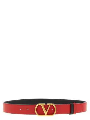 Valentino Garavani Reversible Leather Belt With Vlogo Buckle - Multicolor
