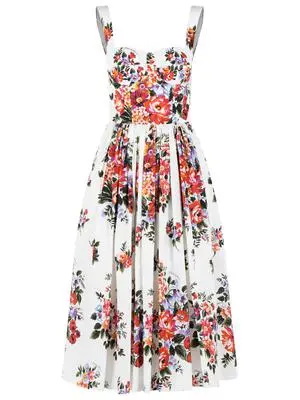 DOLCE & GABBANA Dolce & Gabbana Floral Cotton Poplin Dress