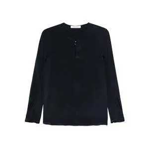 Max Mara Silk Blouse With Slit Cuffs - Blue