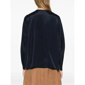 Max Mara Silk Blouse With Slit Cuffs - Blue