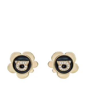 FERRAGAMO Gancini Crystal Stud Earrings - Gold