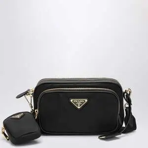 Prada Re-nylon Crossbody Bag With Logo Detail - Black