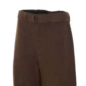 LEMAIRE Twisted Belted Cotton Pants - Brown
