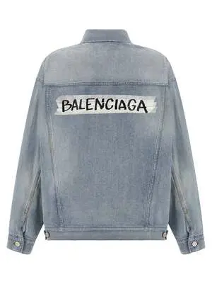 Balenciaga Masking Tape Denim Jacket - Blue