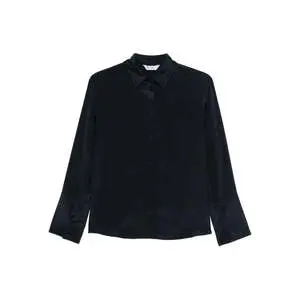 Max Mara MAX MARA Silk Stretch Button-Up Blouse Blue
