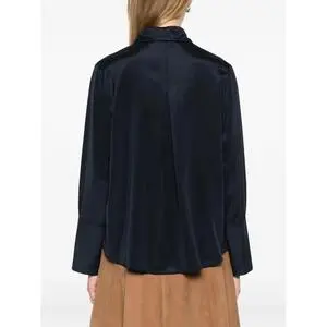 Max Mara Silk Stretch Button-up Blouse - Blue