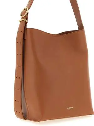 JIL SANDER Cannolo Leather Shoulder Bag - Brown