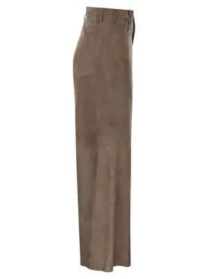 Max Mara Wide-leg Lambskin Trousers - Brown