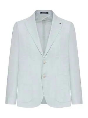 Tagliatore Monte Carlo Tailored Linen Blend Jacket - Blue