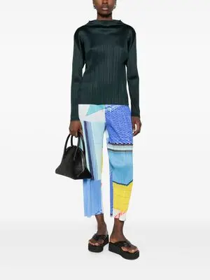 Issey Miyake Geometric Print Pleated Trousers - Multicolor