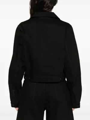 LEMAIRE Cropped Cotton Jacket With Notched Lapel - Multicolor
