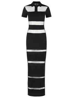 Coperni Striped Cotton Blend Sheer Insert Dress