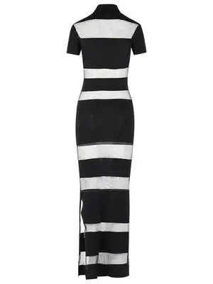 Coperni Striped Cotton Blend Sheer Insert Dress