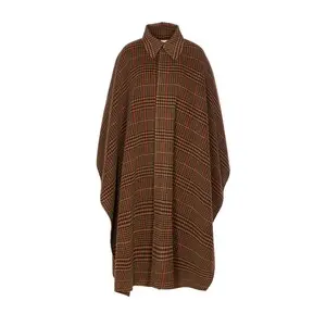 Saint Laurent Combed Wool Plaid Cape
