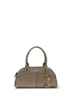 Chloé Chloé Bowling Handbag In Smooth Calfskin Leather Gray