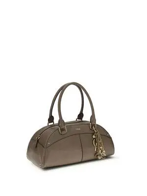 Chloé Bowling Handbag In Smooth Calfskin Leather - Gray