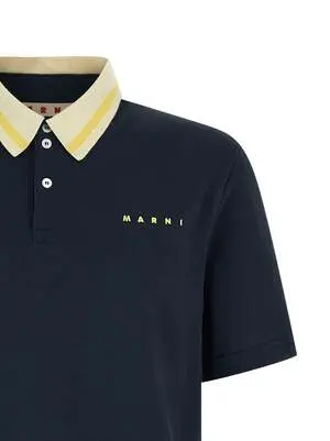 Marni Piqué Cotton Polo Shirt - Blue