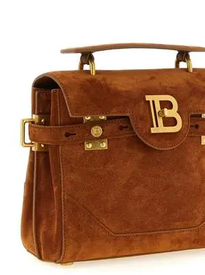 Balmain B-buzz 23 Suede Handbag - Brown