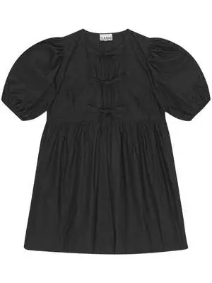 GANNI Organic Cotton Puff Sleeve Mini Dress - Multicolor