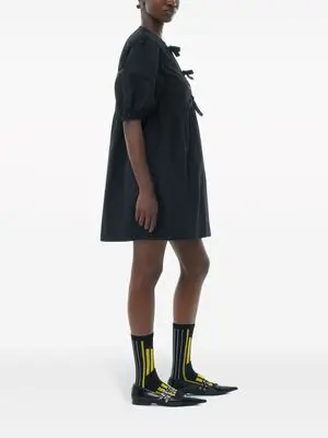 GANNI Organic Cotton Puff Sleeve Mini Dress - Multicolor