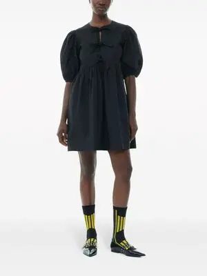 GANNI Organic Cotton Puff Sleeve Mini Dress - Multicolor