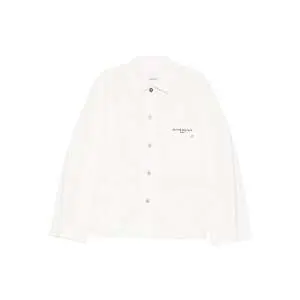 Givenchy Off-white Cotton Shirt Jacket With Logo Detail - Cream