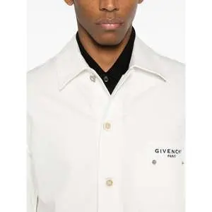 Givenchy Off-white Cotton Shirt Jacket With Logo Detail