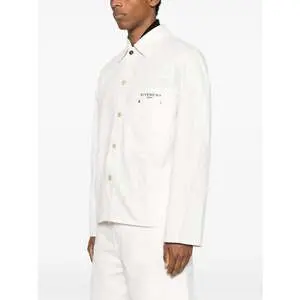 Givenchy Off-white Cotton Shirt Jacket With Logo Detail