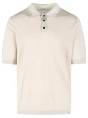 Eleventy Beige Linen Blend Polo Shirt - Cream