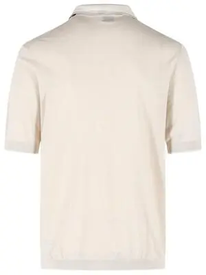 Eleventy Beige Linen Blend Polo Shirt - Cream