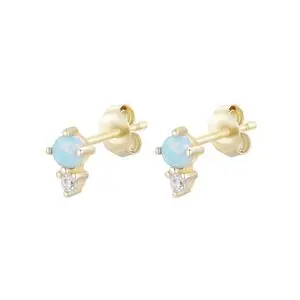 KAMARIA Opal & Crystal Stud Earrings - Green