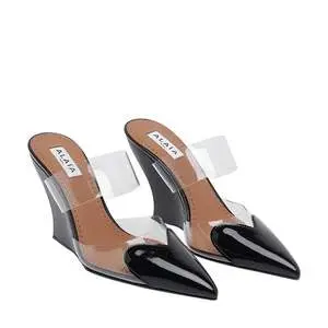 Alaïa Le Coeur Wedges Mules In Patent Leather - Black