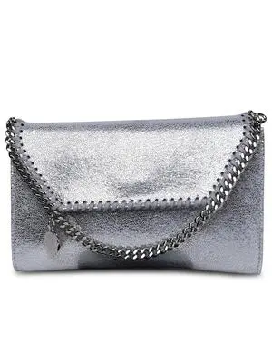 Stella McCartney Metallic Textured Flap Shoulder Bag - Silver