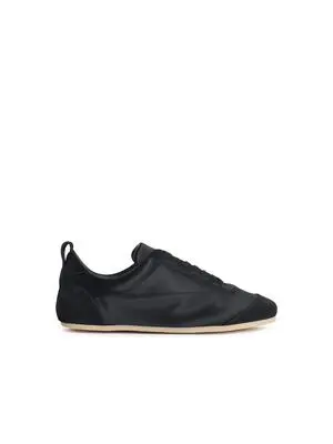 JIL SANDER Satin Sneakers With Suede Trim - Black