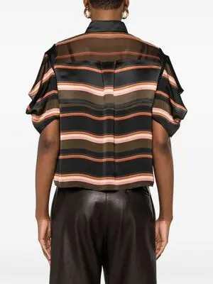 Sacai Striped Sheer Panel Polo Shirt - Multicolor