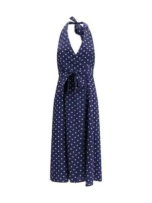 P.a.r.o.s.h Polka-dot Silk Halter Neck Dress