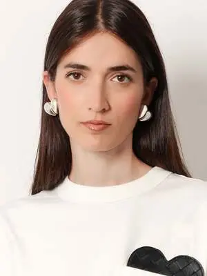 Bottega Veneta Sterling Double Drop Heart Earrings